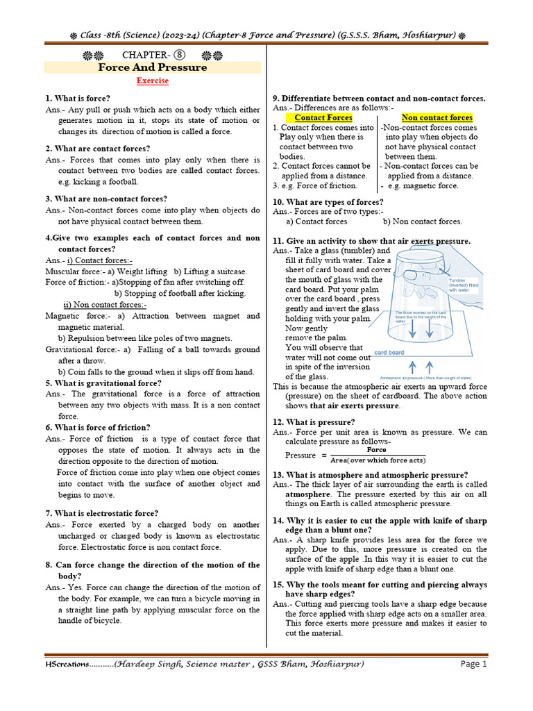 Understanding Forces and Pressure | PDF | Force | Pressure