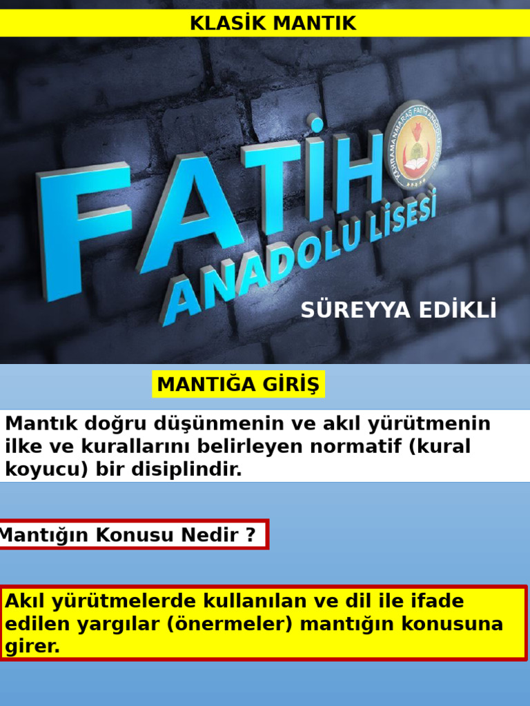 Klasi̇k Mantik | PDF