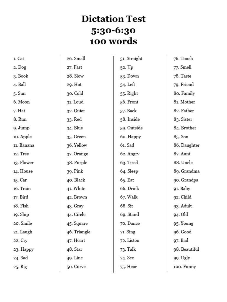 Dictation Test | PDF | Attitude (Psychology)