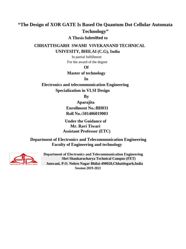 Astha Thesis | PDF | Logic Gate | Digital Electronics
