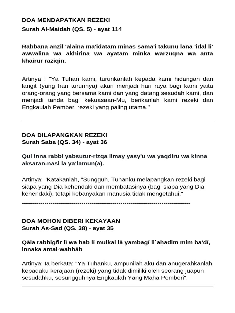 Doa dan Dzikir untuk Rezeki | PDF
