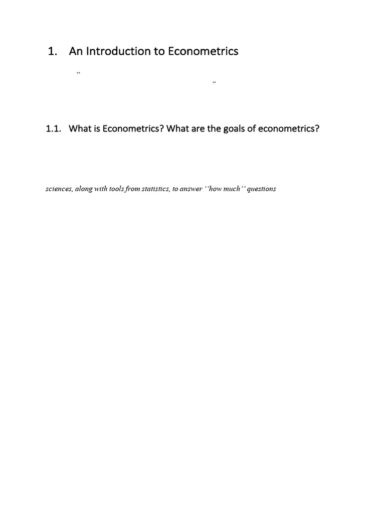 Econometrics 1 Pdf Econometrics Economics
