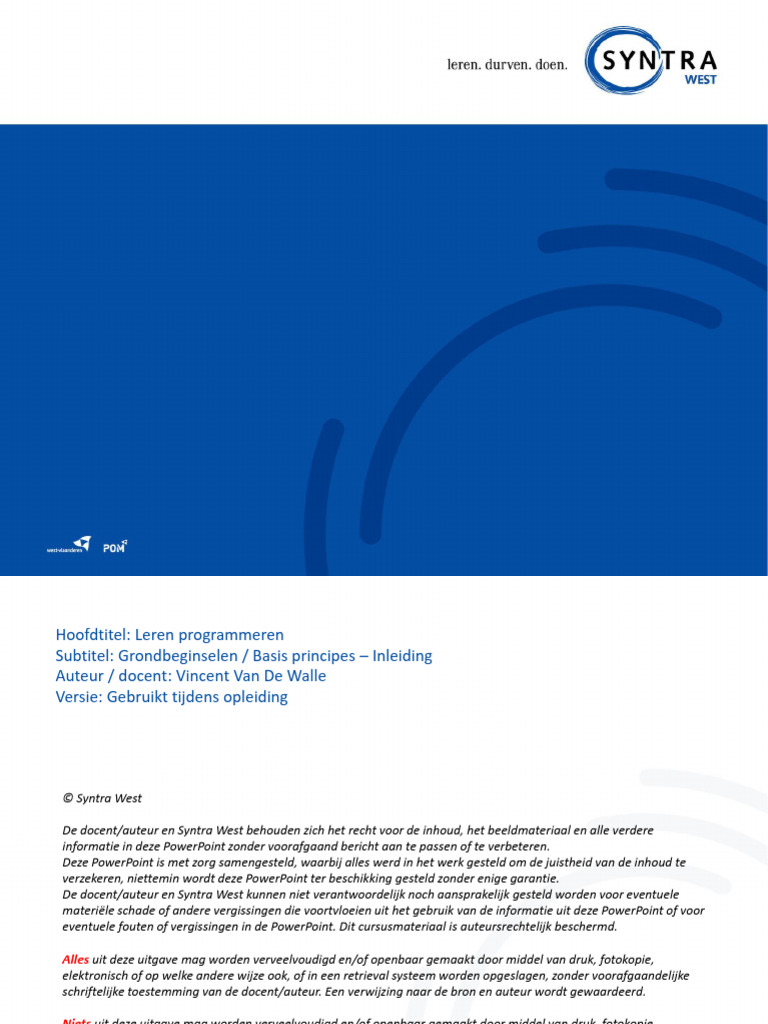 Leren Programmeren - Deel 01 - Inleiding | PDF