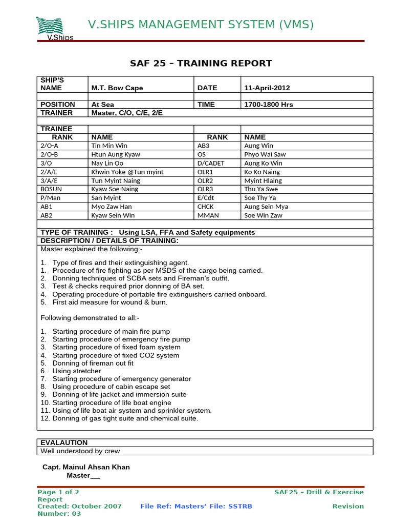 Training Report-Use of Las, Ffa | PDF | Emergency Services | Public Safety