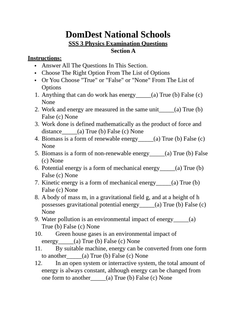 Ss3 Physics 112319 Pdf Waves Potential Energy