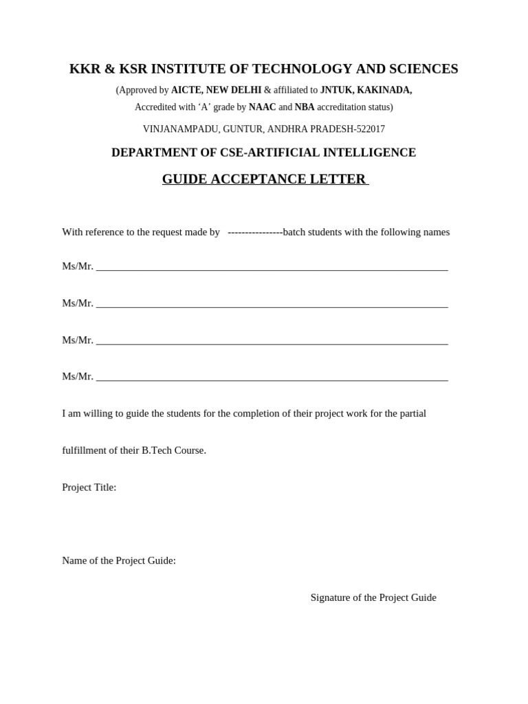 Guide Acceptance Letter 2023-24 | PDF