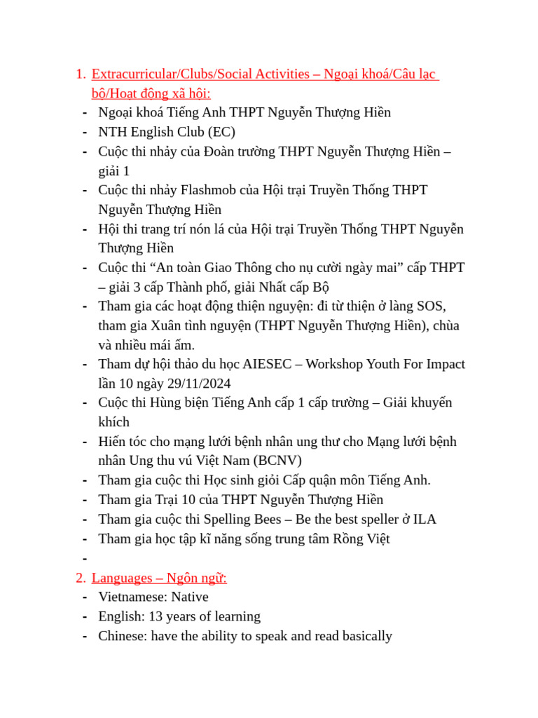 Extracurricular | PDF