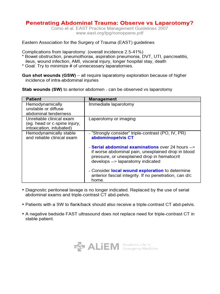 Penetrating Abdominal Trauma | PDF