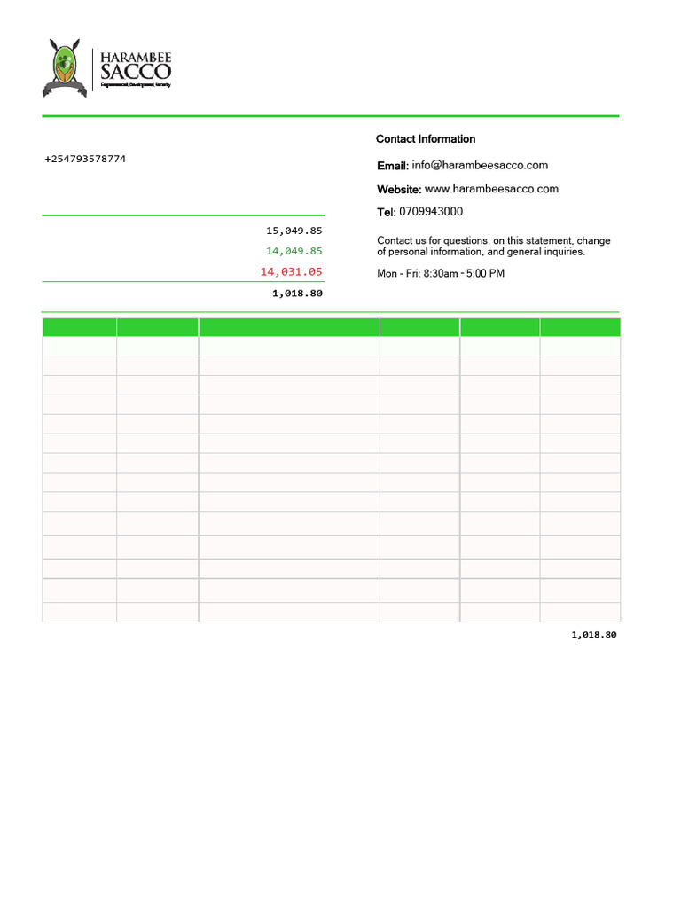 FOSA Savings Account Statement 2024 | PDF | Financial Services | Banking
