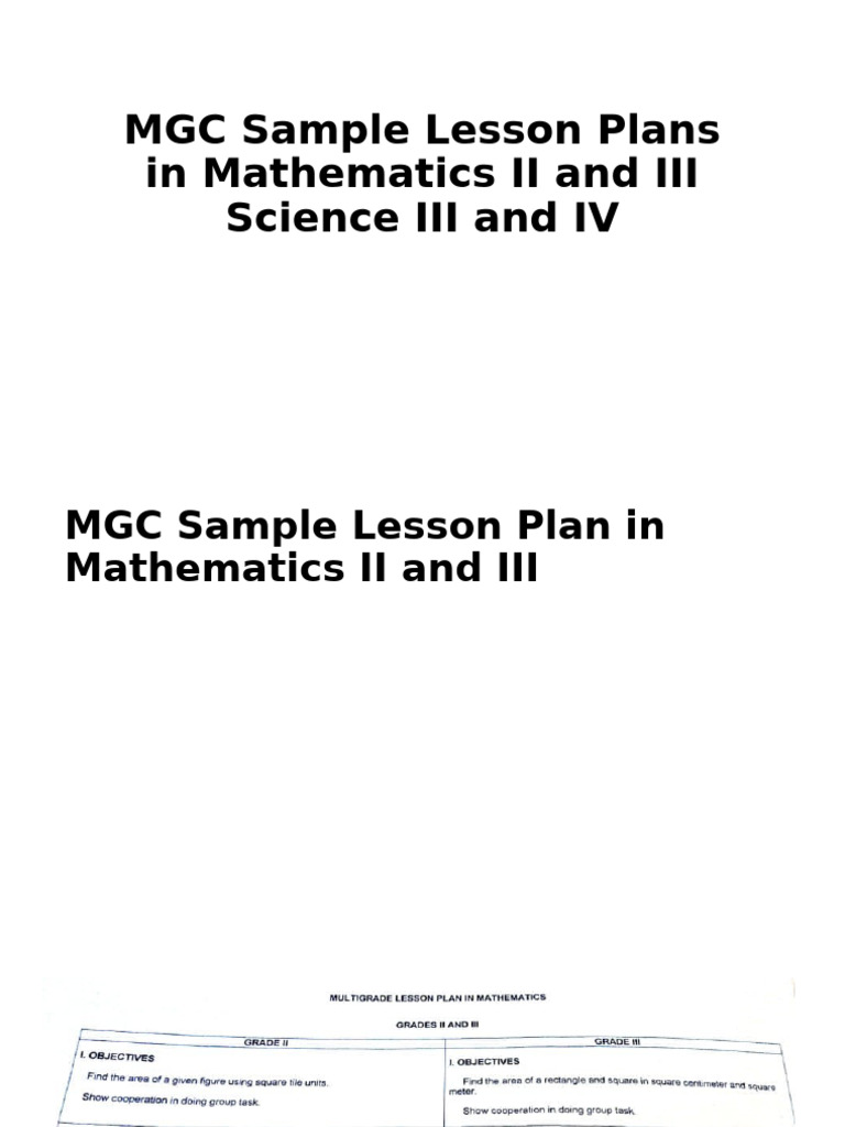 MGC Lesson Plans: Math & Science | PDF