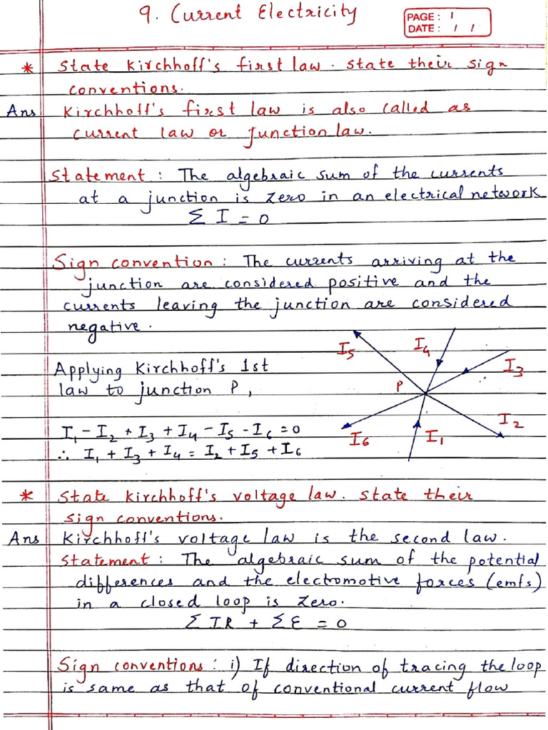 Current Electricity Notes | PDF
