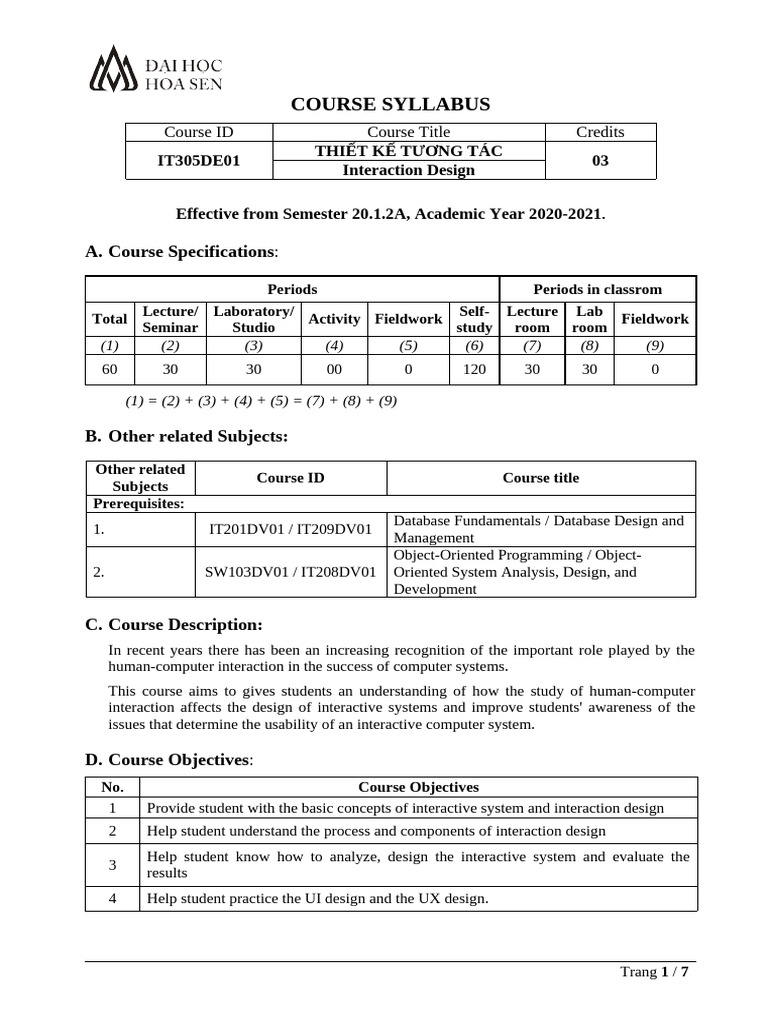Interaction Design Course Syllabus | PDF | Graphical User Interfaces ...