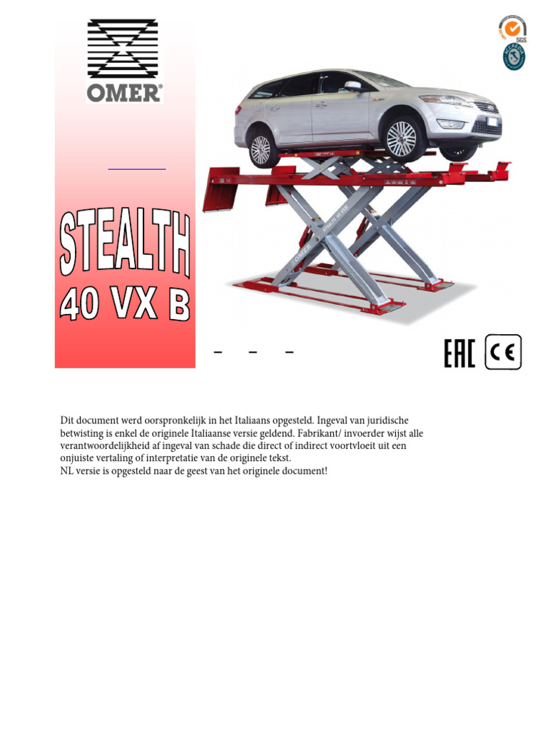 Omer Stealth 40 VX B - Handleiding (Nederlands) | PDF