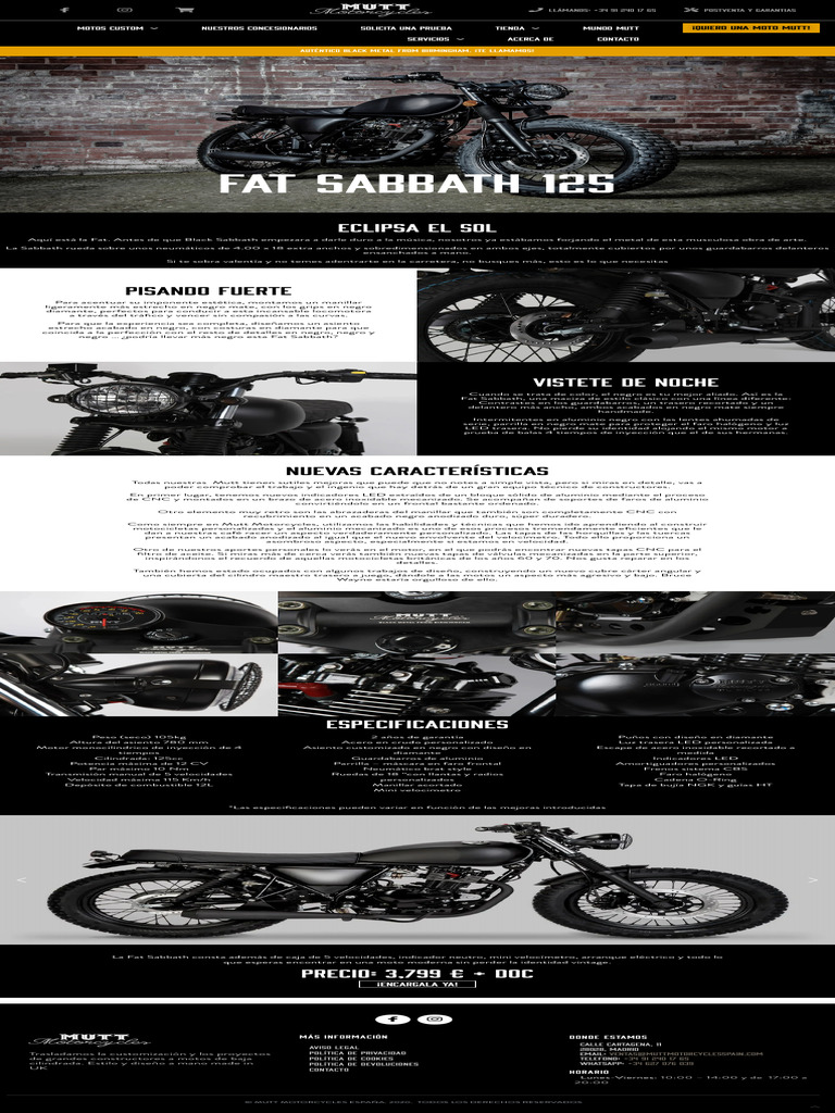 Mutt Fat Sabbath 125 Concesionario Mutt España | PDF | Motocicleta ...
