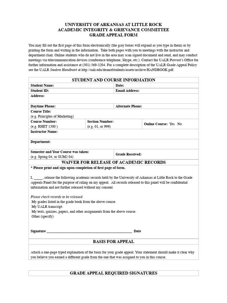 Grade-Appeal-Form-2014 | PDF | Provost (Education)