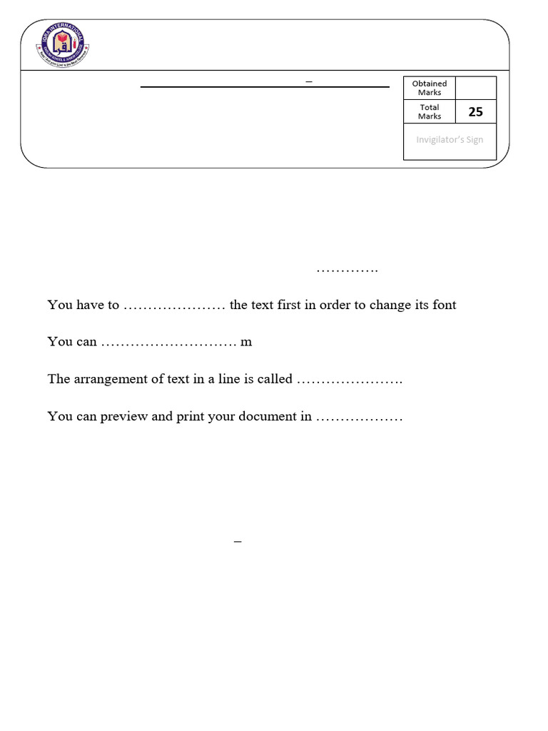 Microsoft Word Assessment Worksheet | PDF | Microsoft Word | Software