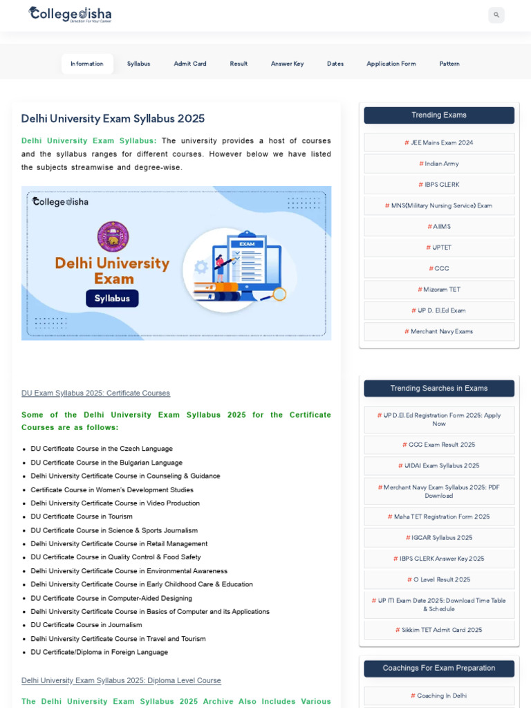 Delhi University Exam Syllabus 2025 (Declared) - DU Exam Syllabus | PDF ...