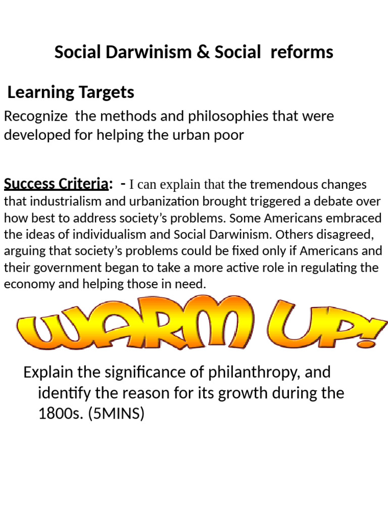 Social Darwinism & Social Reforms - Methods and Philosophies | PDF ...