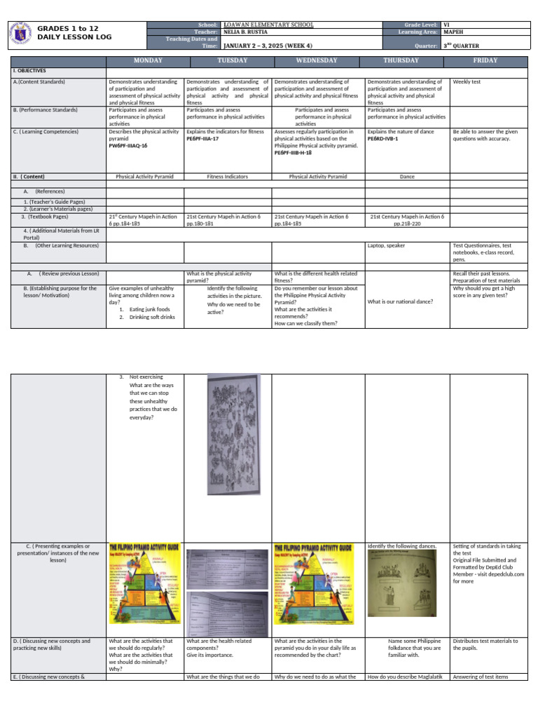 DLL_MAPEH 6_Q3_W4 | PDF | Learning | Cognitive Science