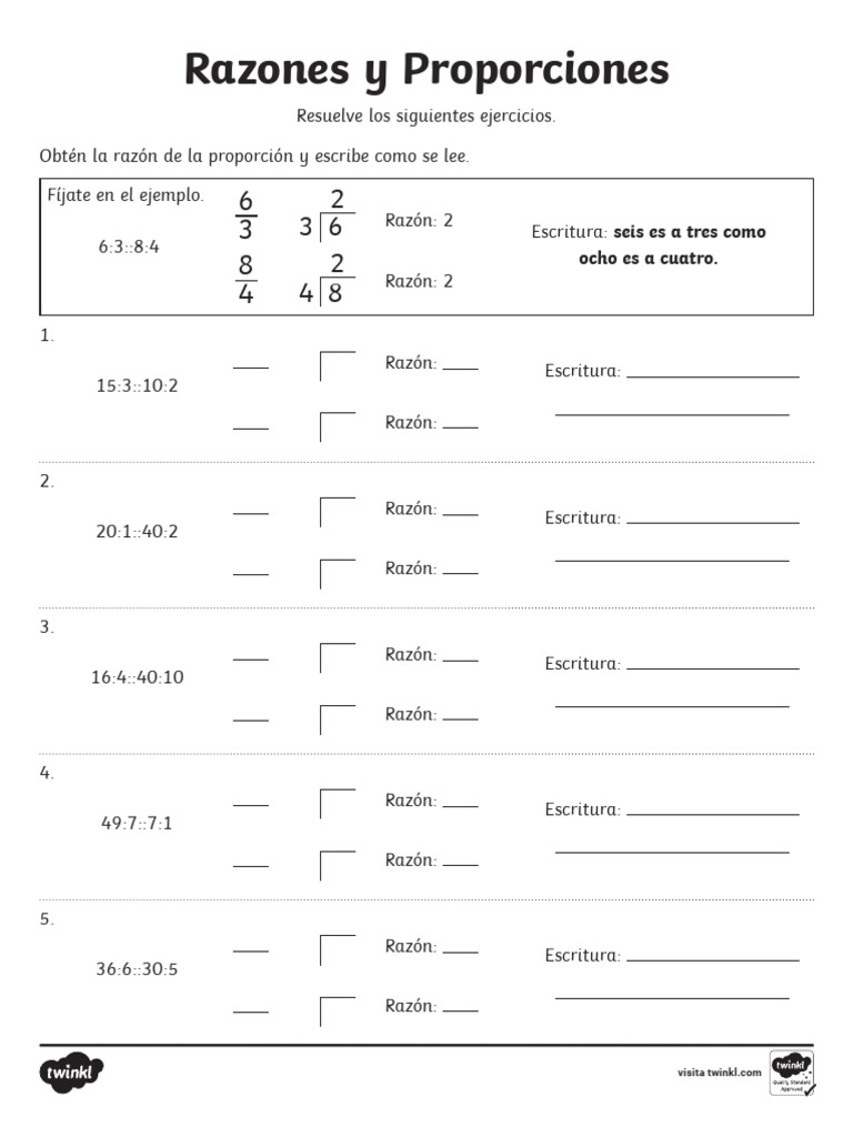 Sa M 115 Hoja de Actividad Razones y Proporciones Ver 1 | PDF
