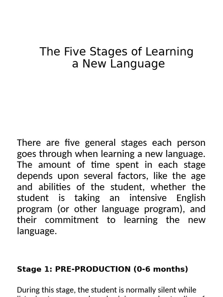 The Five Stages of Learning A New Language | PDF