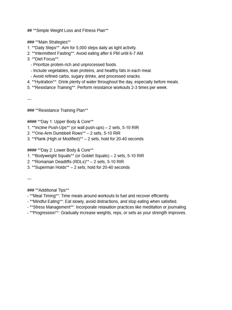 Weight Loss Plan | PDF