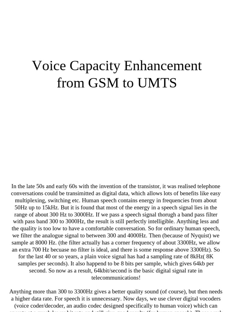 Voice Capacity Enhancement | PDF | Data Compression | Sampling (Signal Processing)