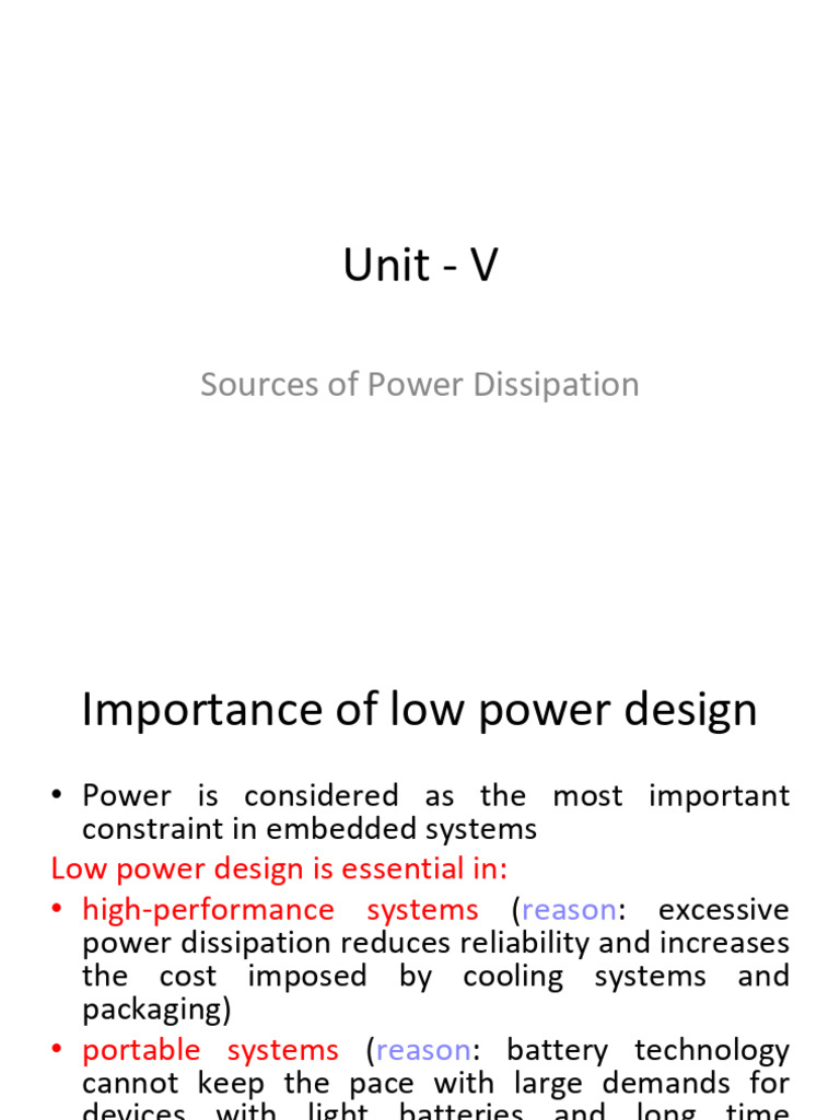 Unit V - Sources of Power Dissipation | PDF | Logic Gate | Computer Data Storage