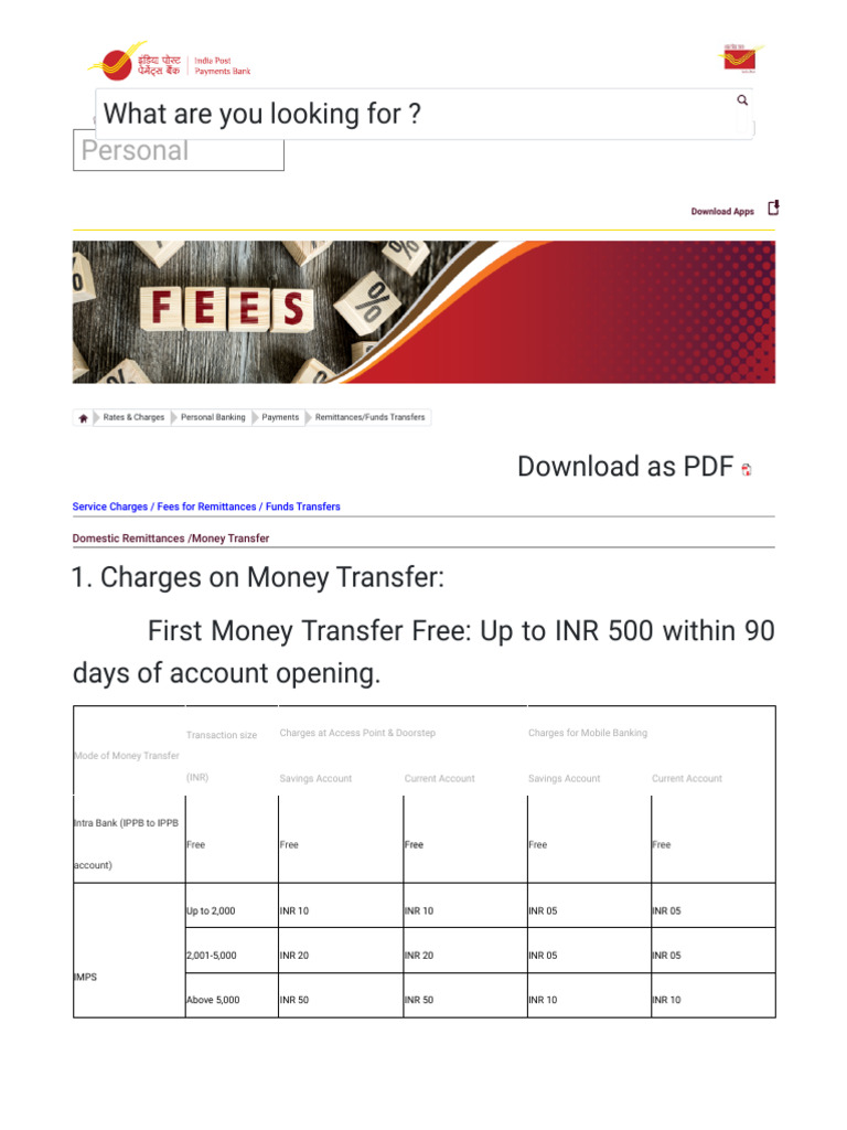 Remittances - Funds Transfers - India Post Payments Bank | PDF ...