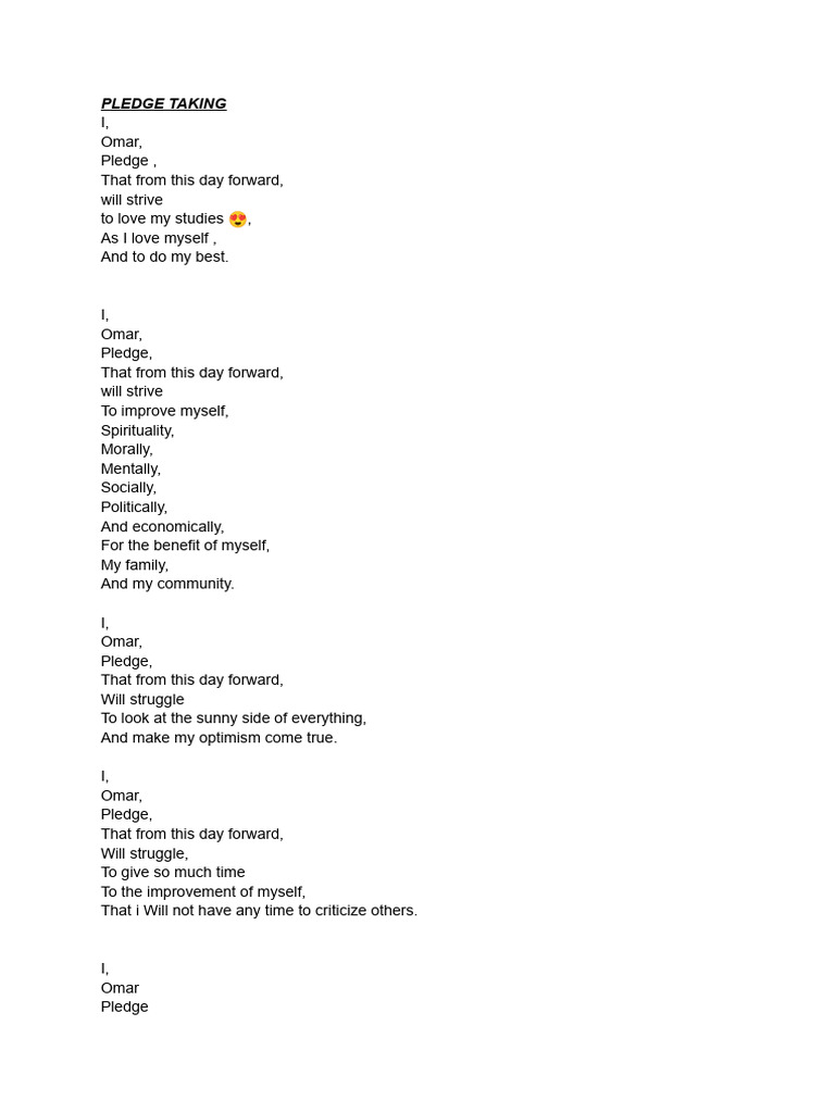 Pledge Taking | PDF