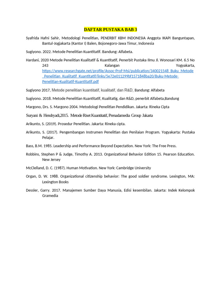 Daftar Pustaka Bab 3. (3 Jan 2025) | PDF
