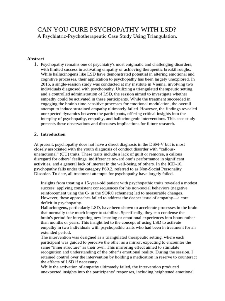 Can You Cure Psychopathy With LSD | PDF | Psychopathy | Empathy
