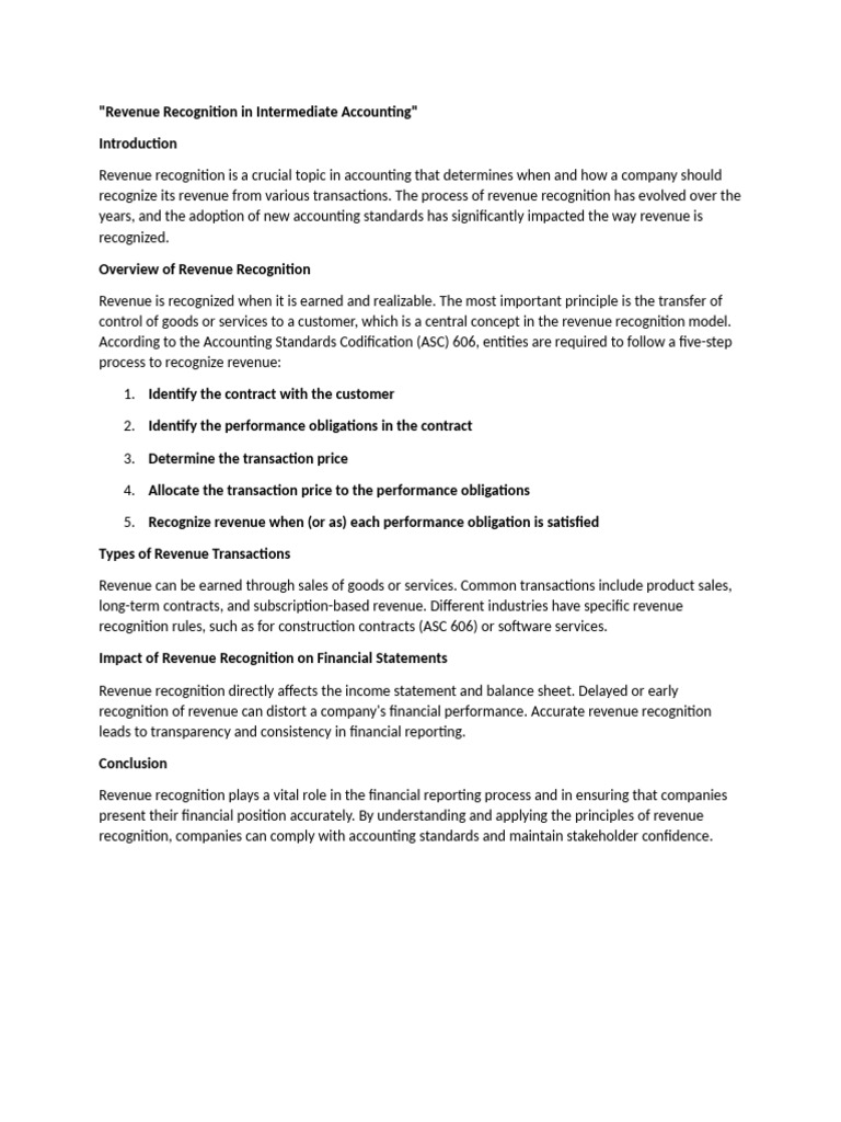 Revenue Recognition in Intermediate Accounting | PDF