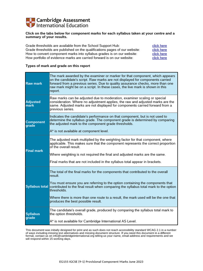 IGCSE June 2023 Marks Report | PDF | Secondary Education