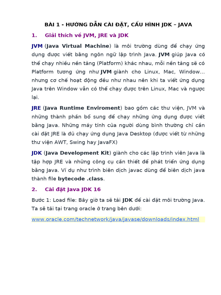 HD Cài Đặt Cấu Hình Jdk - Java | PDF