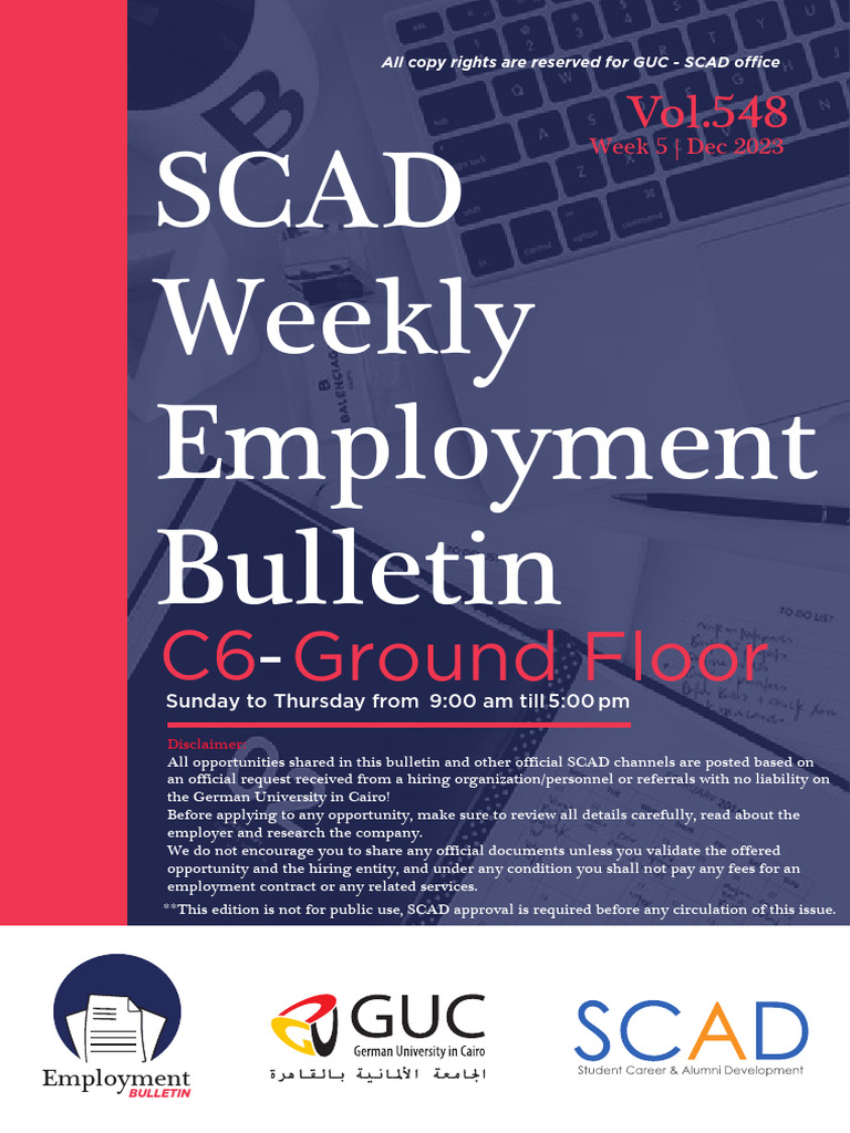 SCAD Employment Bulletin - Volume 548 | PDF | Computing