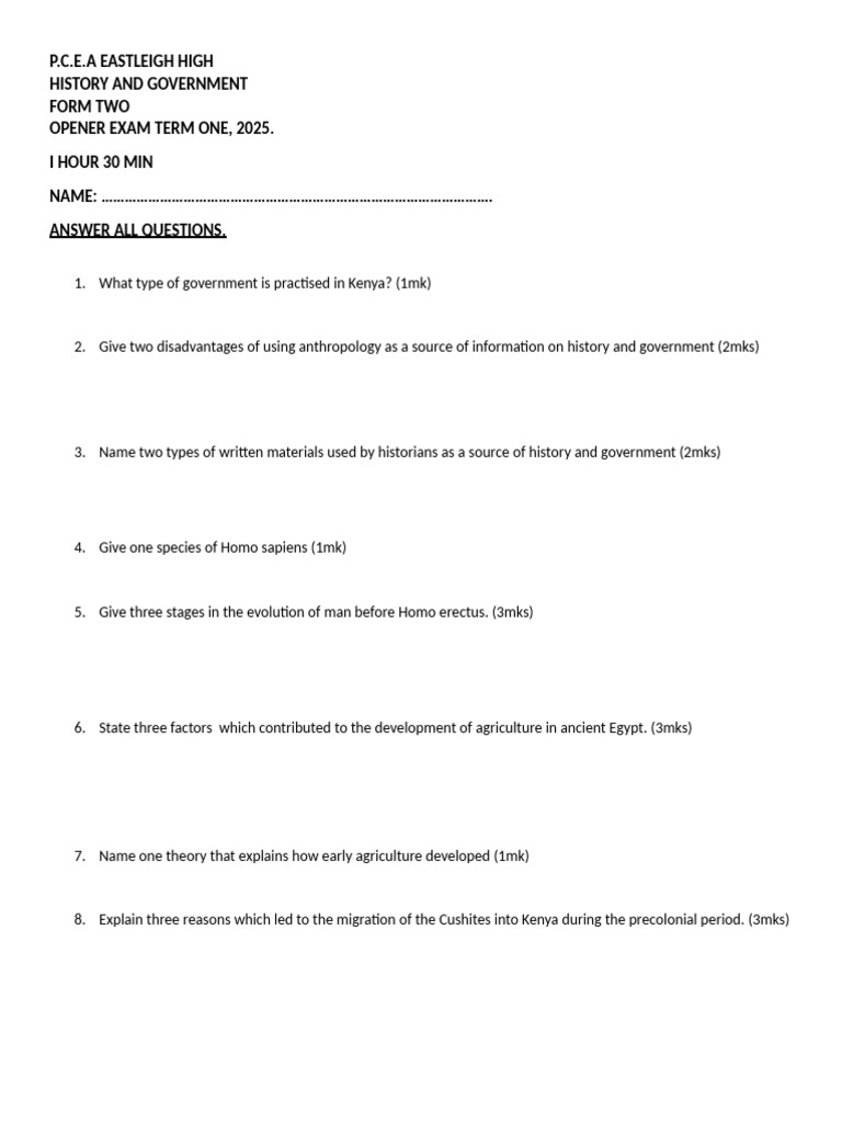 History Form 2 | PDF
