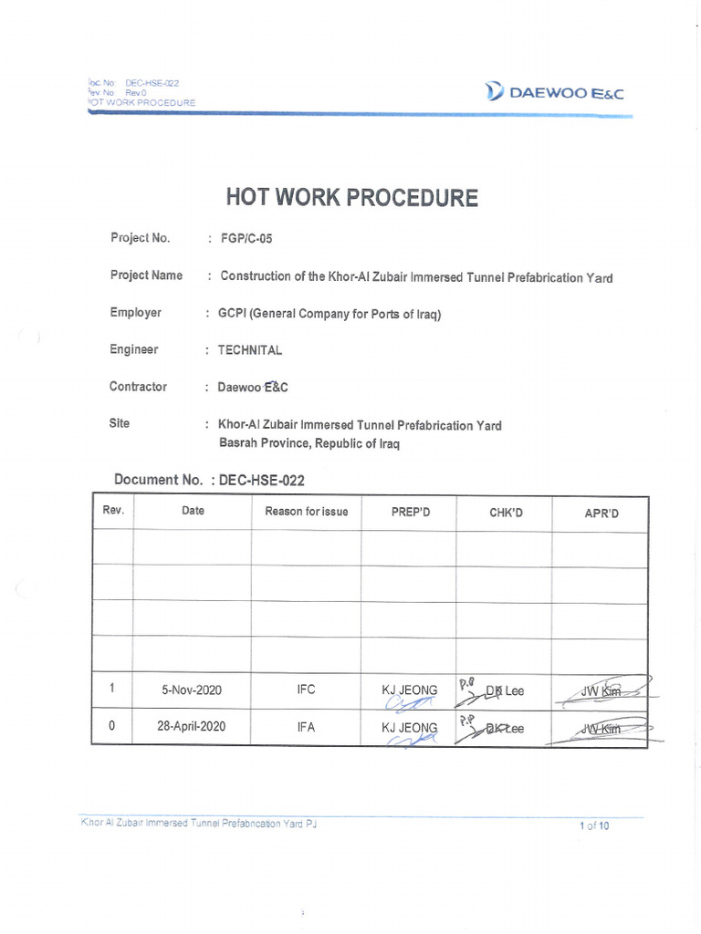DEC HSE 022(Hot Work Procedure) | PDF | Occupational Safety And Health