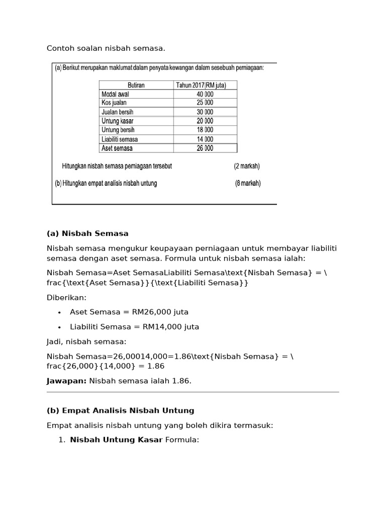 Contoh Soalan Nisbah Semasa | PDF
