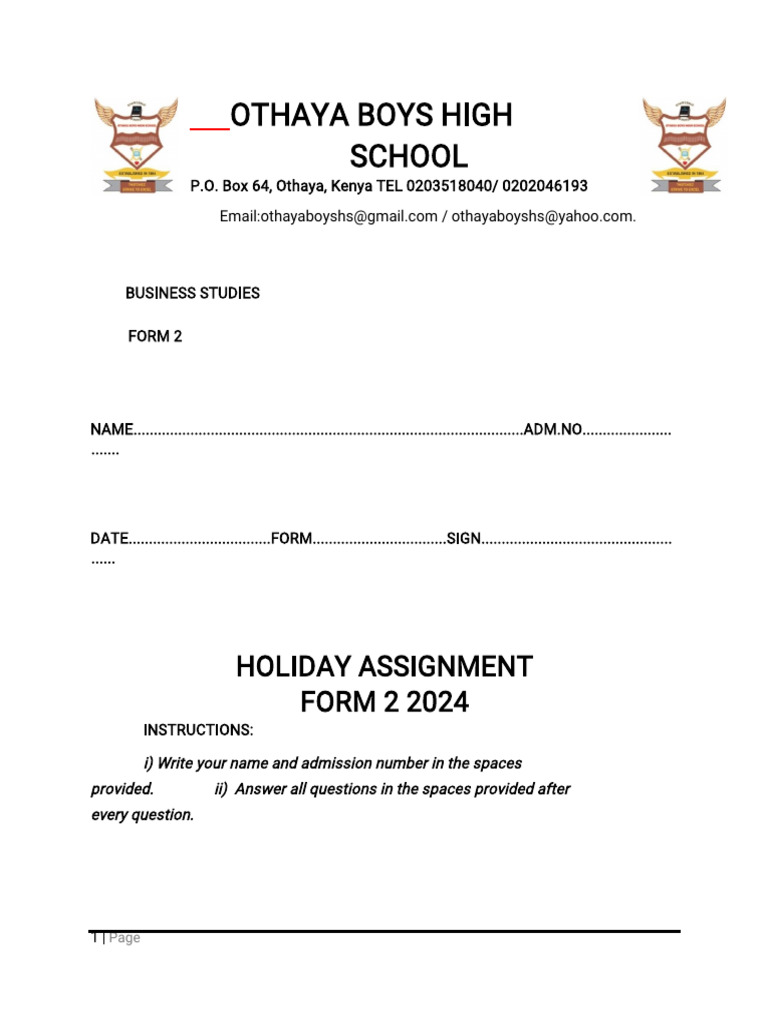 Business-Form 2 Holiday Assignment | PDF | Insurance | Mail
