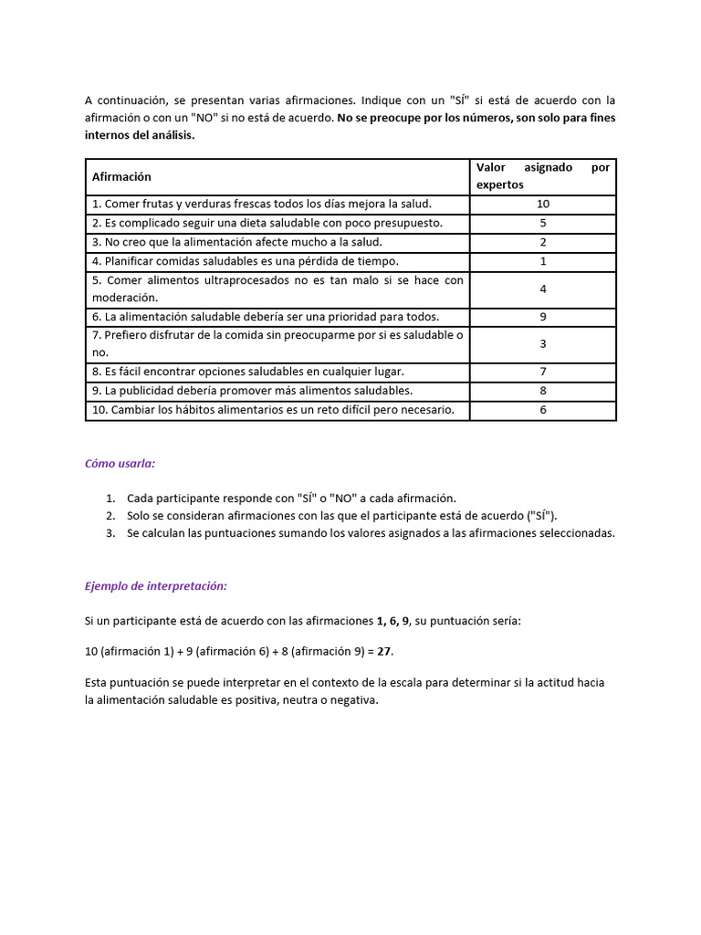 Ejemplo de Escala Thurstone | PDF