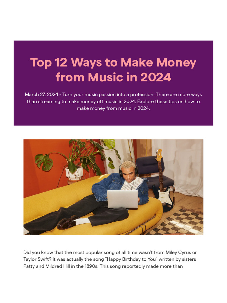 Top 12 Ways To Make Money From Music in 2024 | PDF | You Tube | Brand