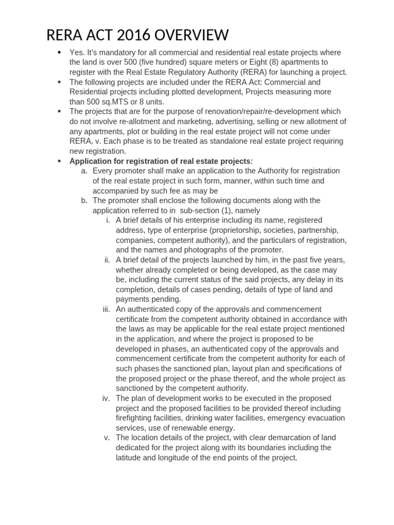 RERA OVERVIEW | PDF | Private Law
