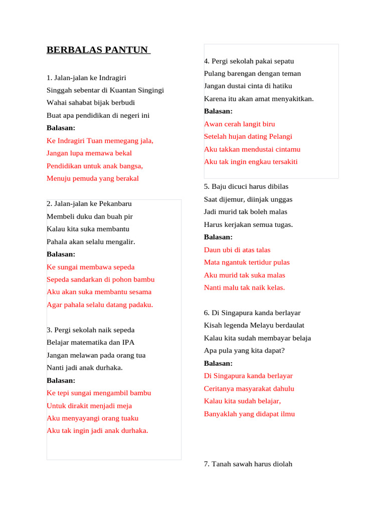 Berbalas Pantun 2 Orang | PDF