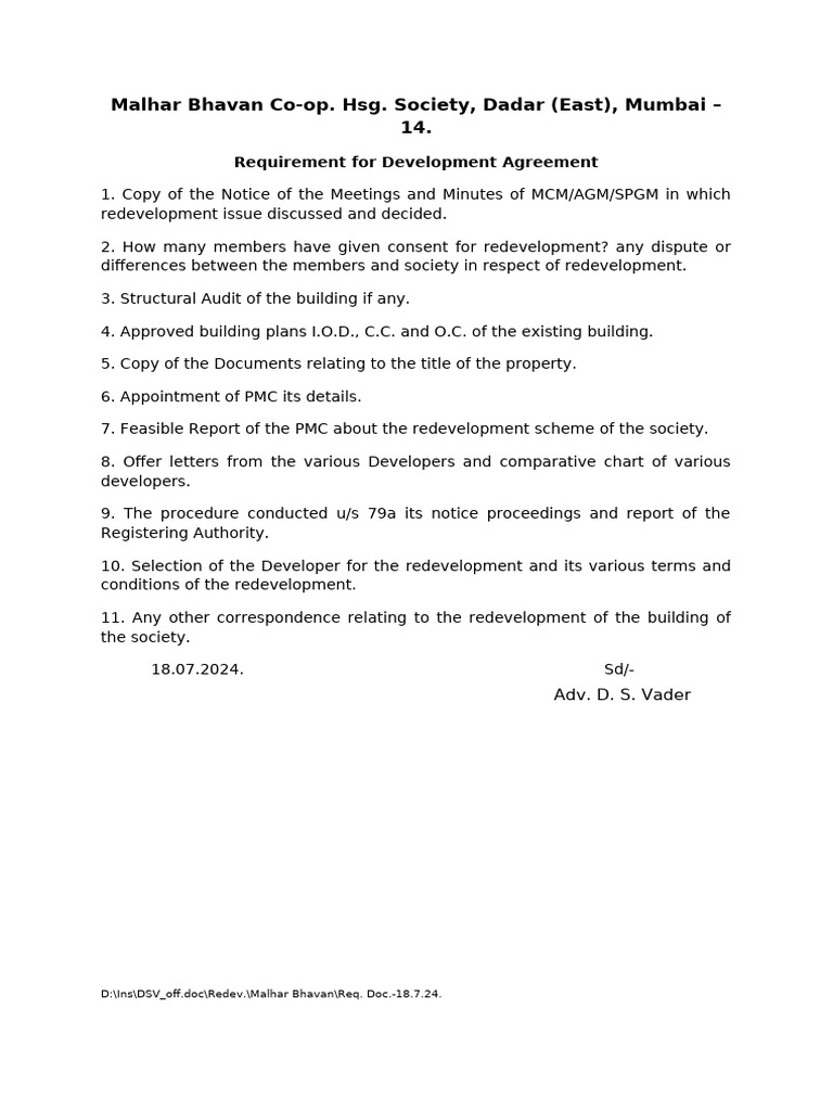 Requirement of Redevelopment | PDF