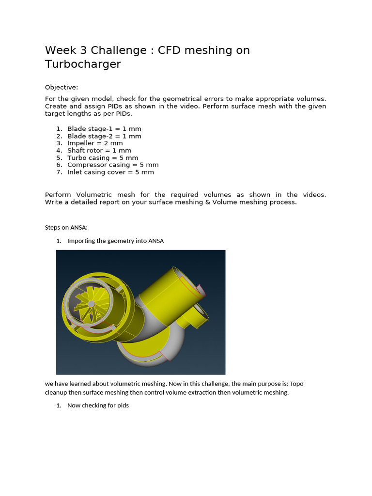Week 3 Challenge CFD meshing on Turbocharger | PDF | Volume | Turbocharger
