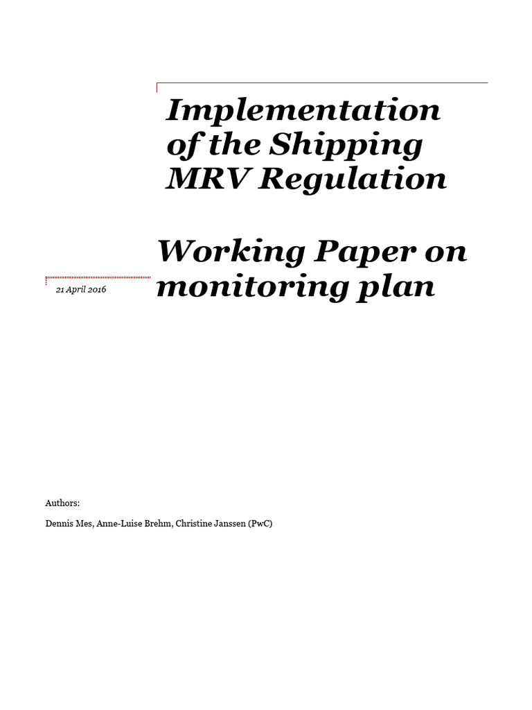 Working Paper Monitoring Plan en | PDF | Fuel Oil | Tonnage
