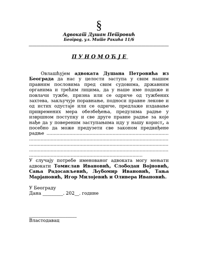 Dusan, Punomocje | PDF