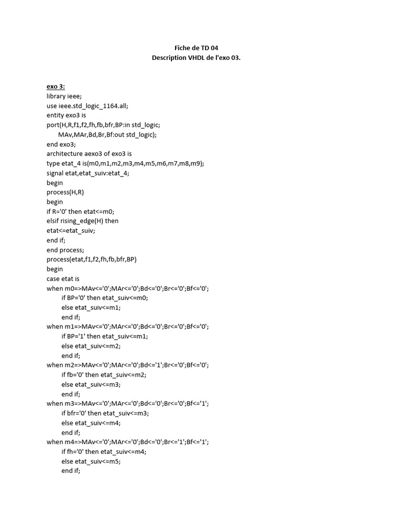 VHDL State Machine Design | PDF