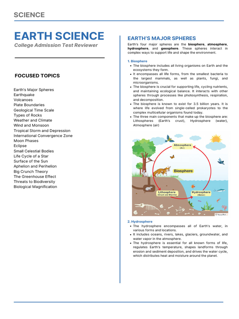Earth Science College Test Reviewer | PDF | Atmosphere Of Earth | Types ...